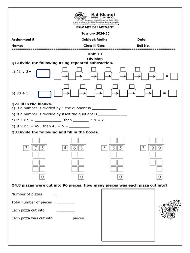 Maths Assignment 5 Class III | PDF