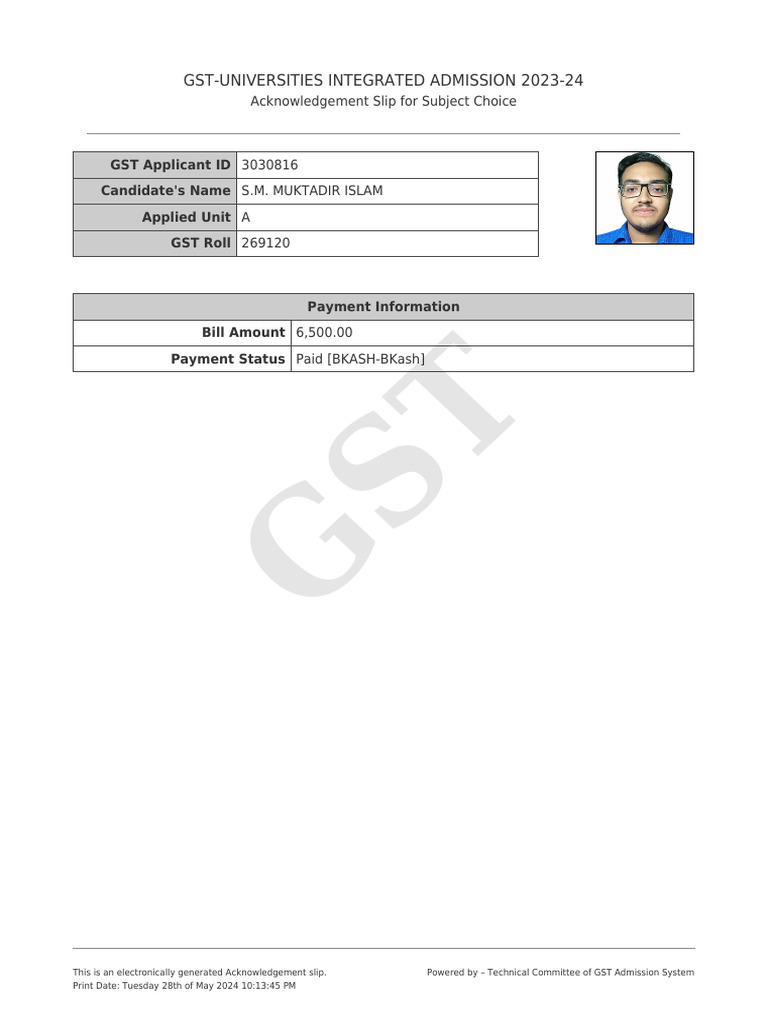 Acknowledgement Slip 3030816 | PDF