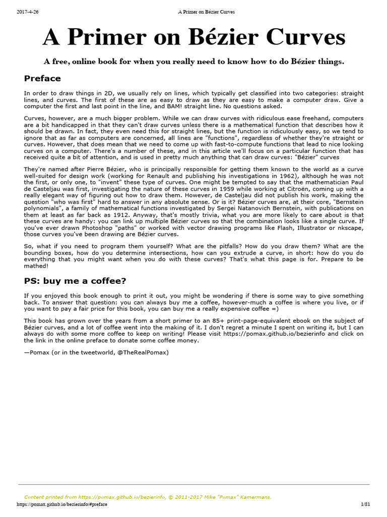 A Primer on Bézier Curves | PDF | Function (Mathematics) | Interpolation