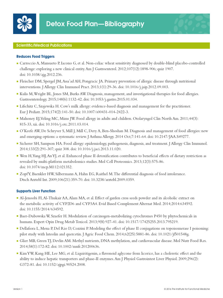 Detox Food Plan - Bibliography | PDF | Antioxidant | Drug Metabolism