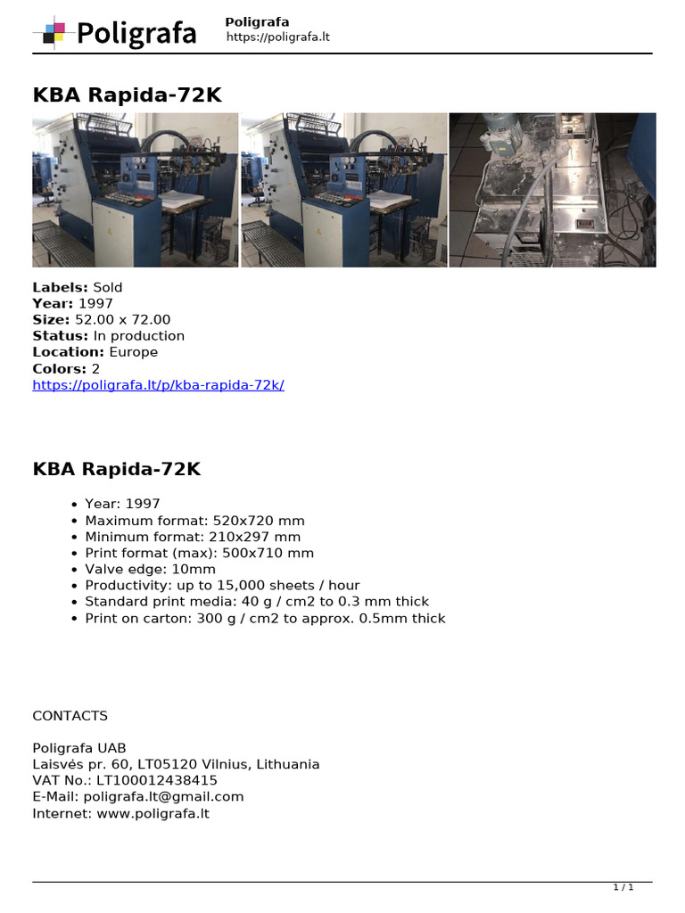 KBA Rapida-72K4 | PDF