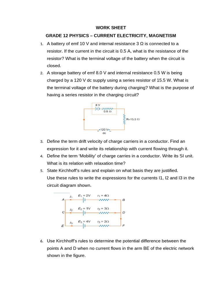 Grade 12 Physics: Current & Magnetism Concepts | PDF | Voltage ...