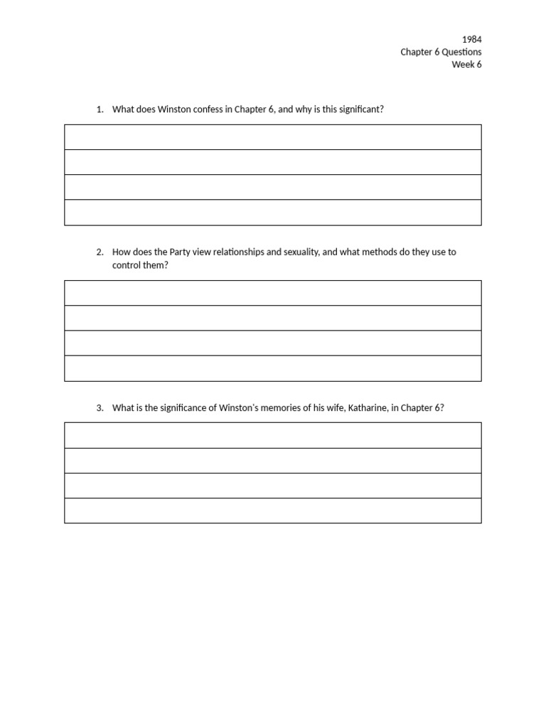1984 Chapter 6 Questions | PDF