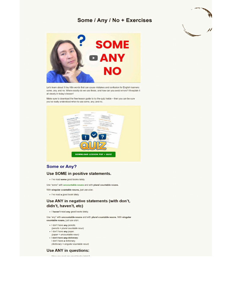 Some any no exercises and explanation | PDF