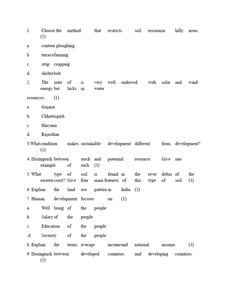 Class 10 Cbse Geo & Eco CHP 1 Test 1 | PDF | Horticulture | Soil Science