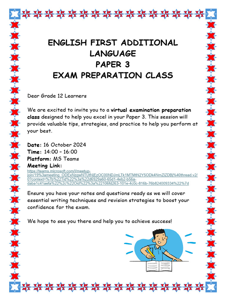 English First Additional Language P3 Reminder | PDF
