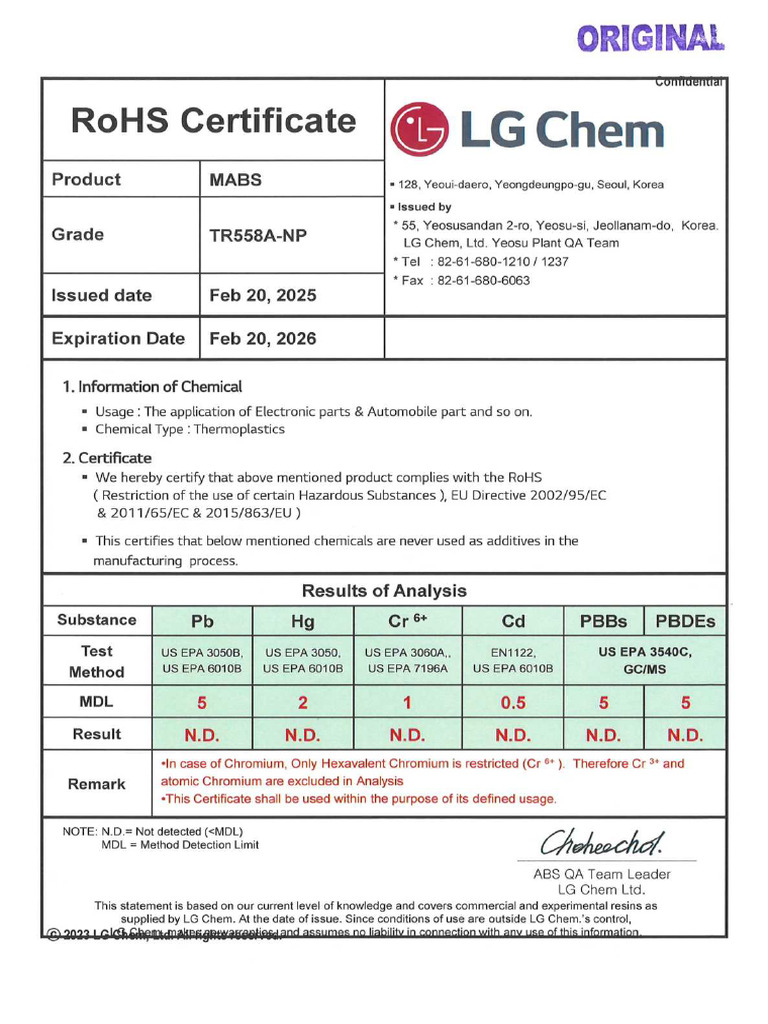 RoHS Certificate | PDF