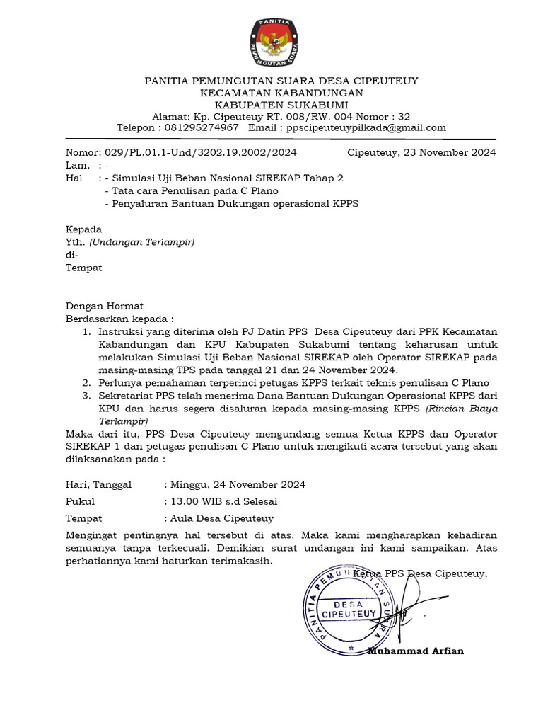 027-Und. Simulasi Uji Beban Nas.sireKAP Tahap 2 Dan Penyaluran Banduk ...