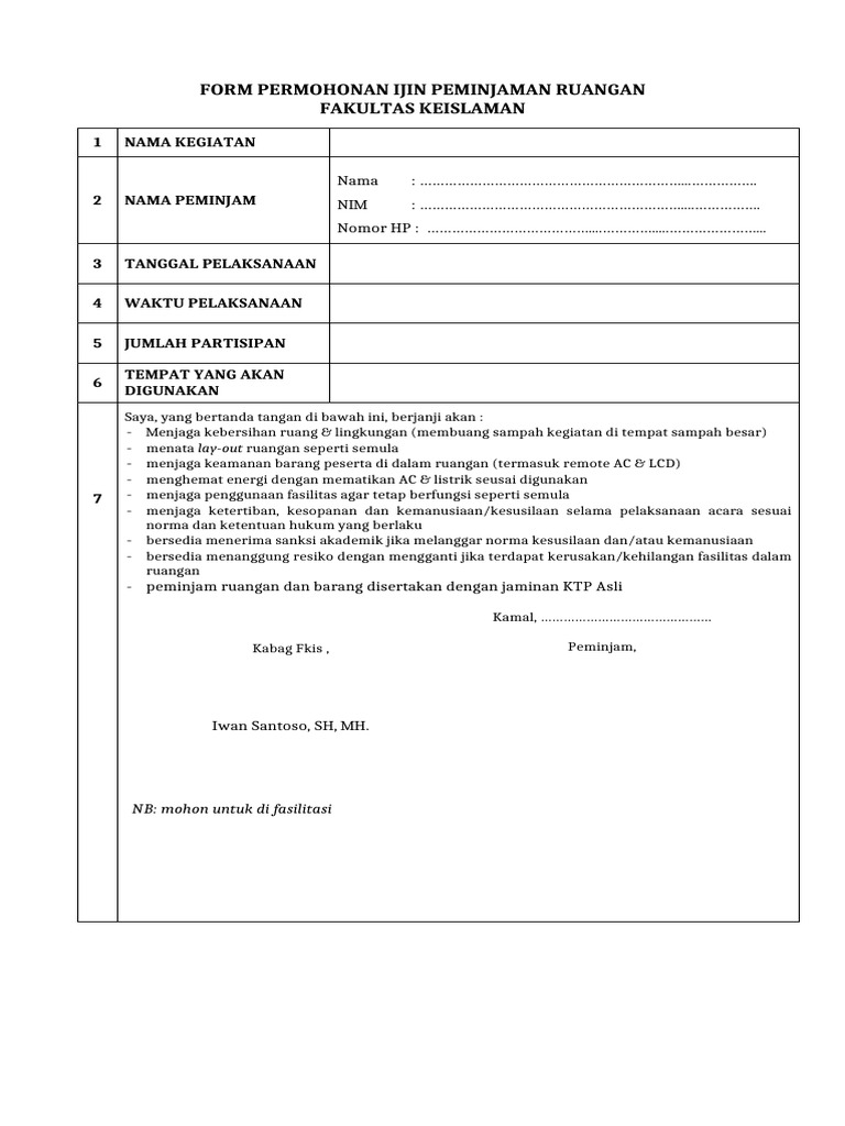 FORM PEMINJAMAN | PDF