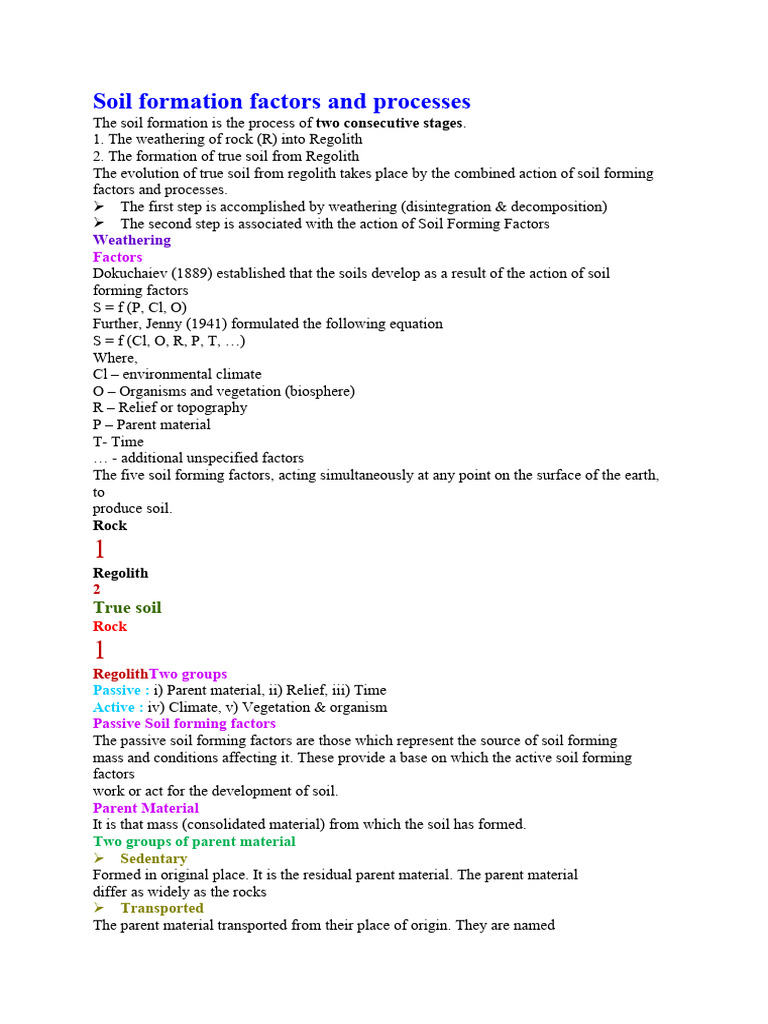 Soil Formation Factors and Processes | PDF | Soil | Decomposition