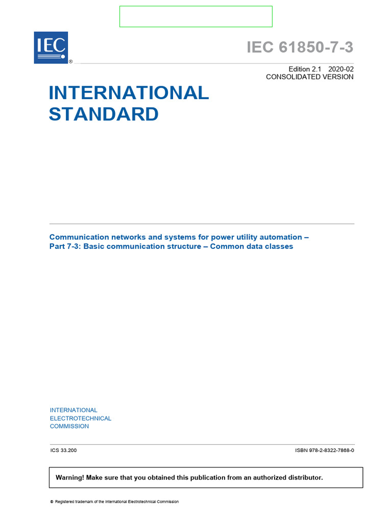 IEC 61850-7-3: Power Utility Data Classes | PDF | International ...
