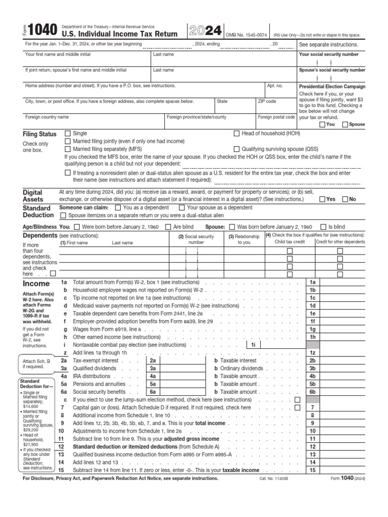 2024 Federal Return 2025-04-13 011102 | PDF | Irs Tax Forms | Taxes