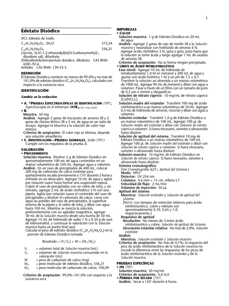 EDTA Disodico | PDF | Compuestos químicos | Sustancias químicas