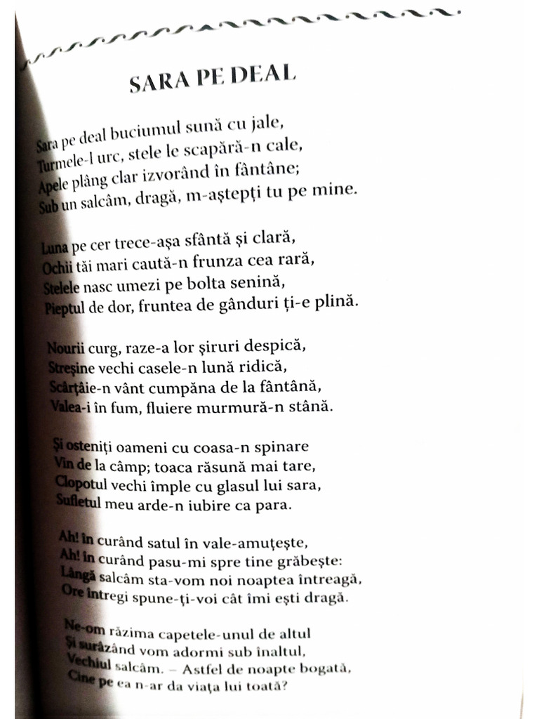Sara pe deal - M. Eminescu | PDF