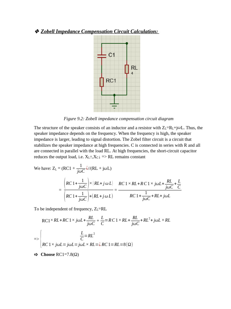 Zobell Impedance Compensation Circuit Calculation | PDF