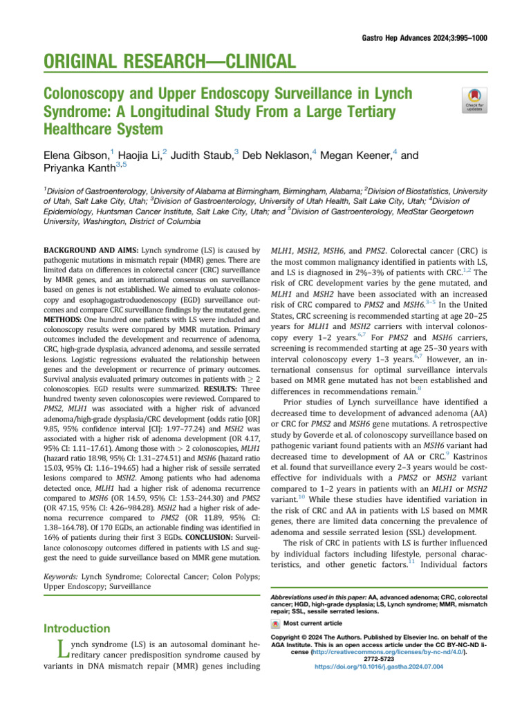 GASTRO HEP ADVANCES Gibson Et Al Colonoscopy and Upper Endoscopy ...