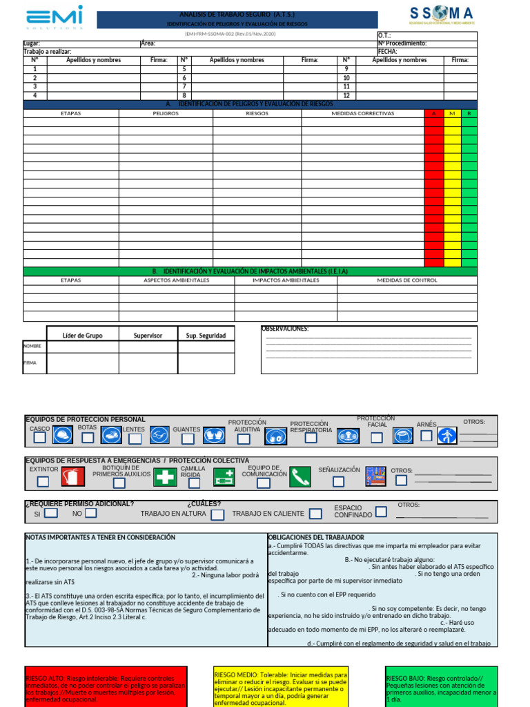 Emi FRM Ssoma 002 Formato de A.T.S | PDF | La seguridad