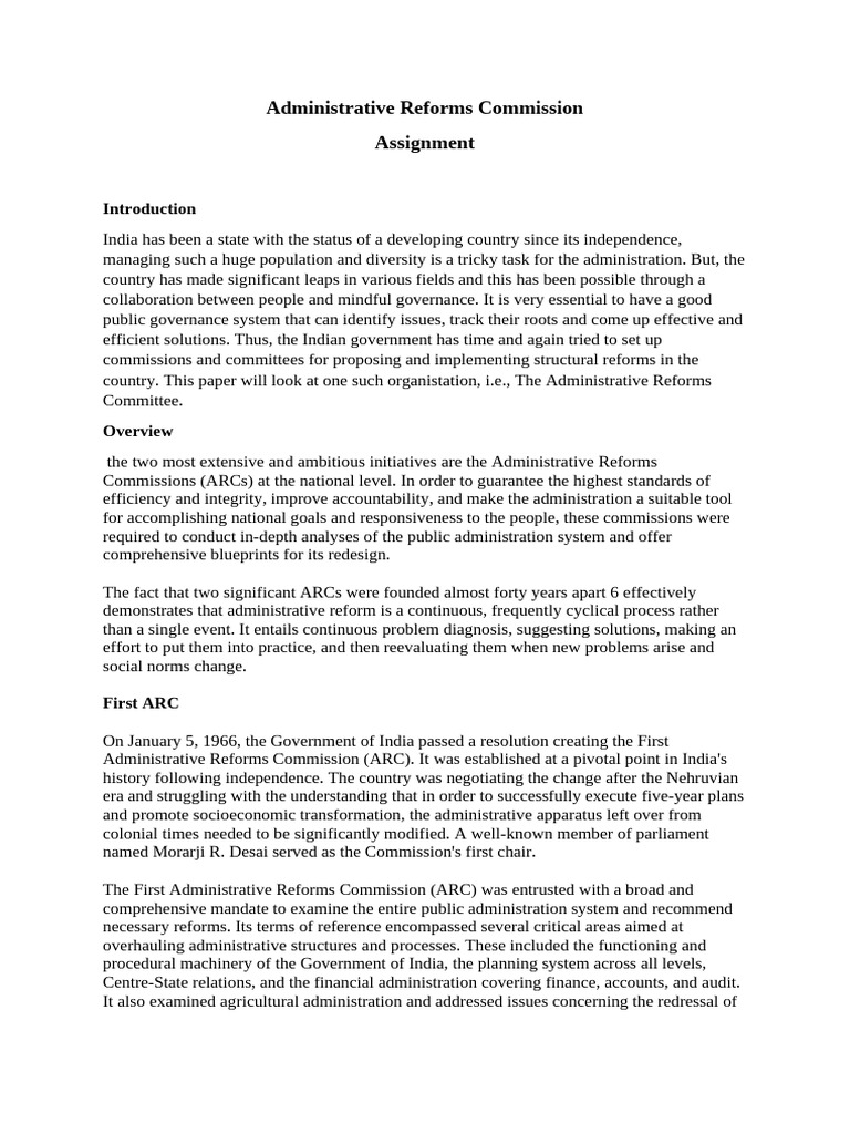 Administrative Reforms Commission | PDF | Governance | Bureaucracy