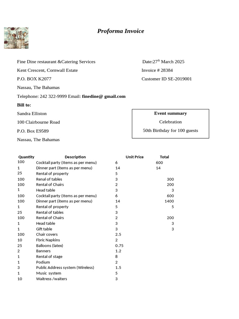 Proforma Invoice | PDF