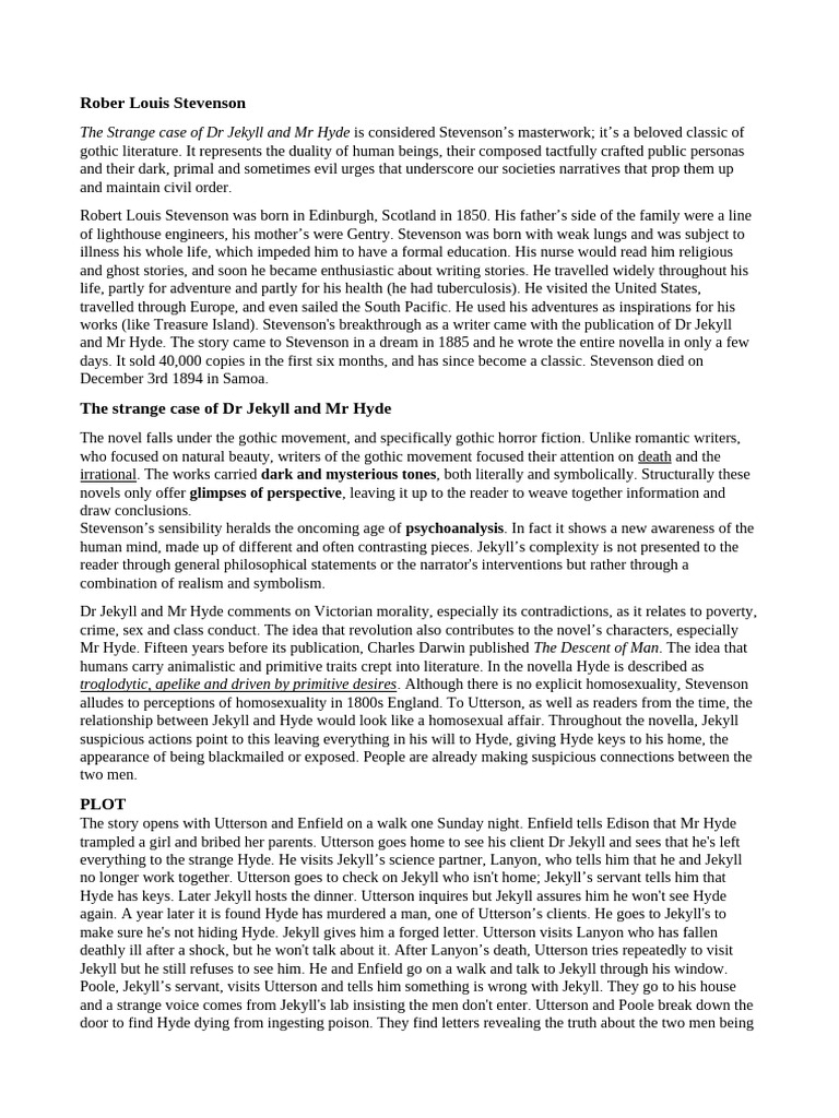 Understanding Jekyll and Hyde's Duality | PDF | Strange Case Of Dr ...