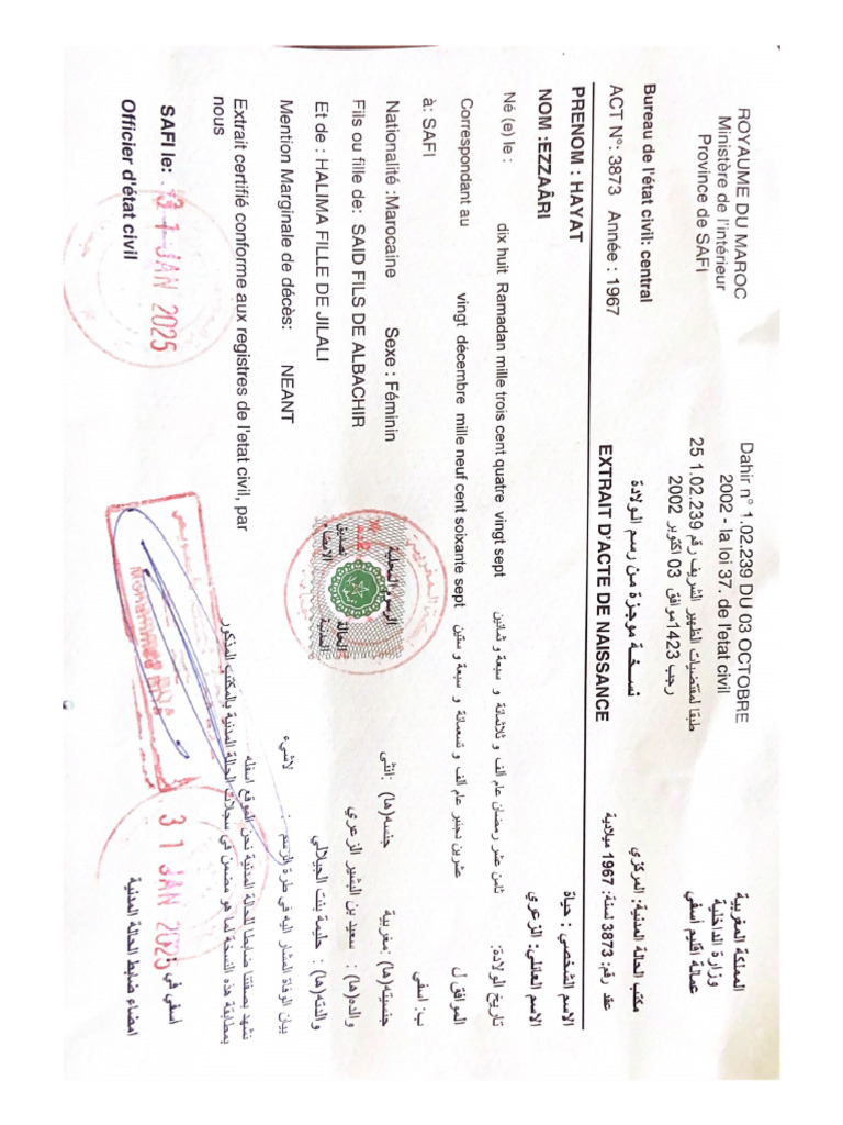 Extrait D'acte de Naissance | PDF