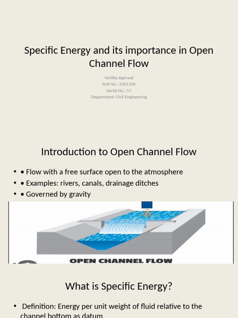 Specific Energy Open Channel | PDF