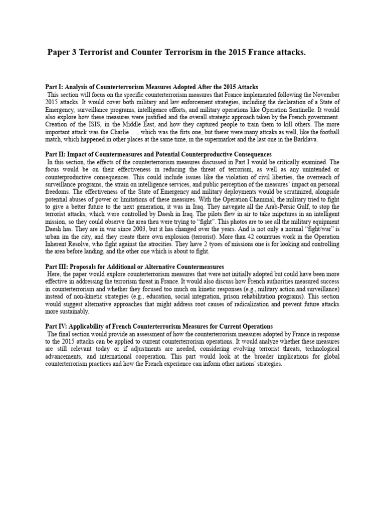 Paper 3 Terrorist and Counter Terrorism in the 2015 France attacks ...