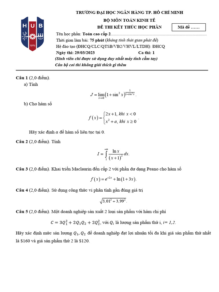 CQ - Ca1 - de Thi - TCC2 - 29 - 3 - 2023 | PDF