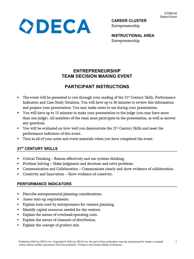65dca6718bb551f553b7d6f4 DECA ETDM 2024 District Event | PDF ...