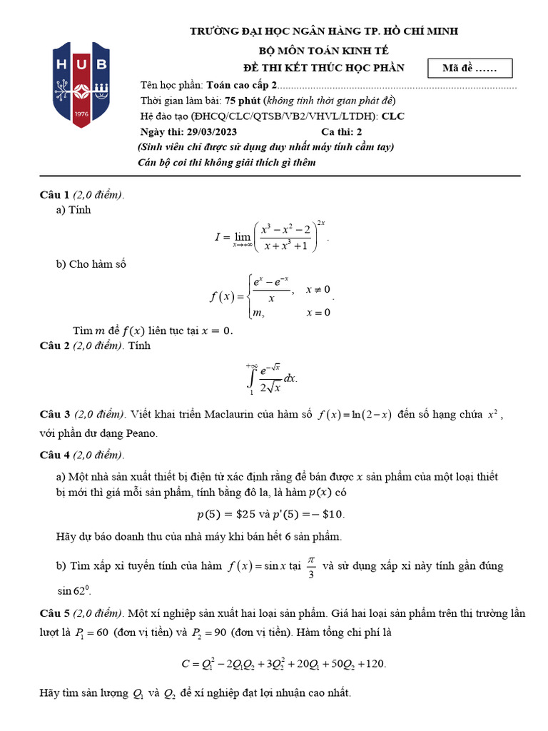 CLC - Ca2 - de Thi - TCC2 - 29 - 3 - 2023 | PDF