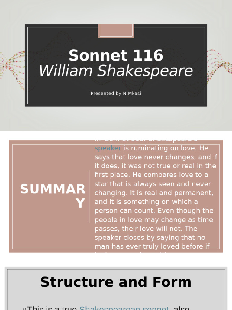 Sonnet 116 Analysis | PDF | Stanzaic Form | Composition & Creative Writing