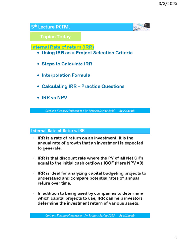IRR Analysis for Project Selection 2025 | PDF | Internal Rate Of Return ...