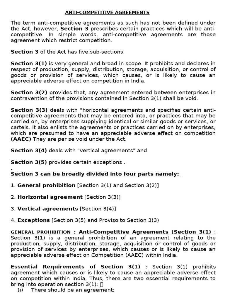 Anti Competitive Agreement | PDF | Price Fixing | Competition Law