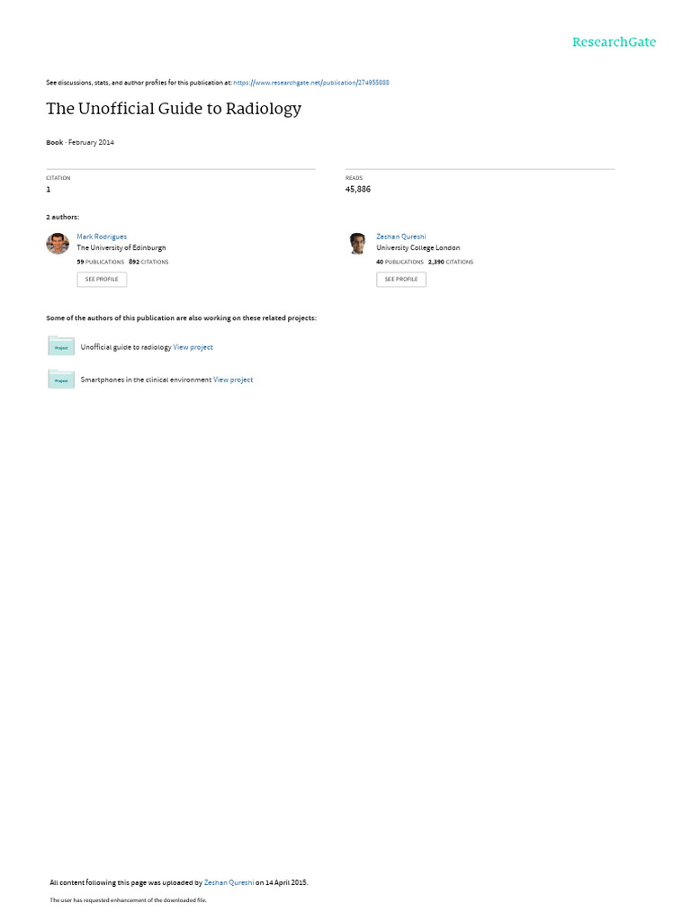 Unofficial Guideto Radiology | PDF | Ct Scan | Medical Imaging