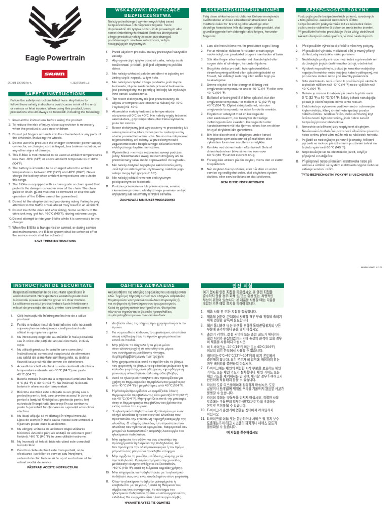 Safety Instructions Eagle Powertrain Eu | PDF