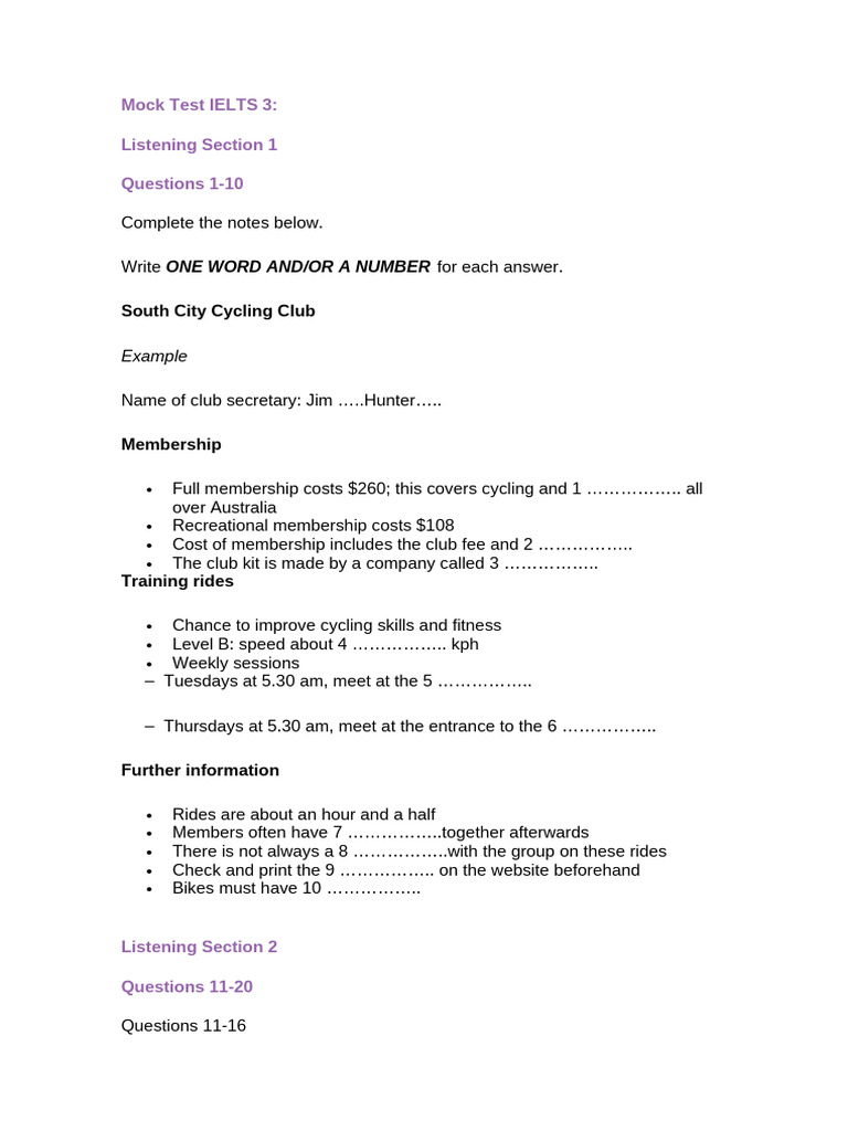 IELTS Listening Mock Test 3 Guide | PDF | Memory | Autism