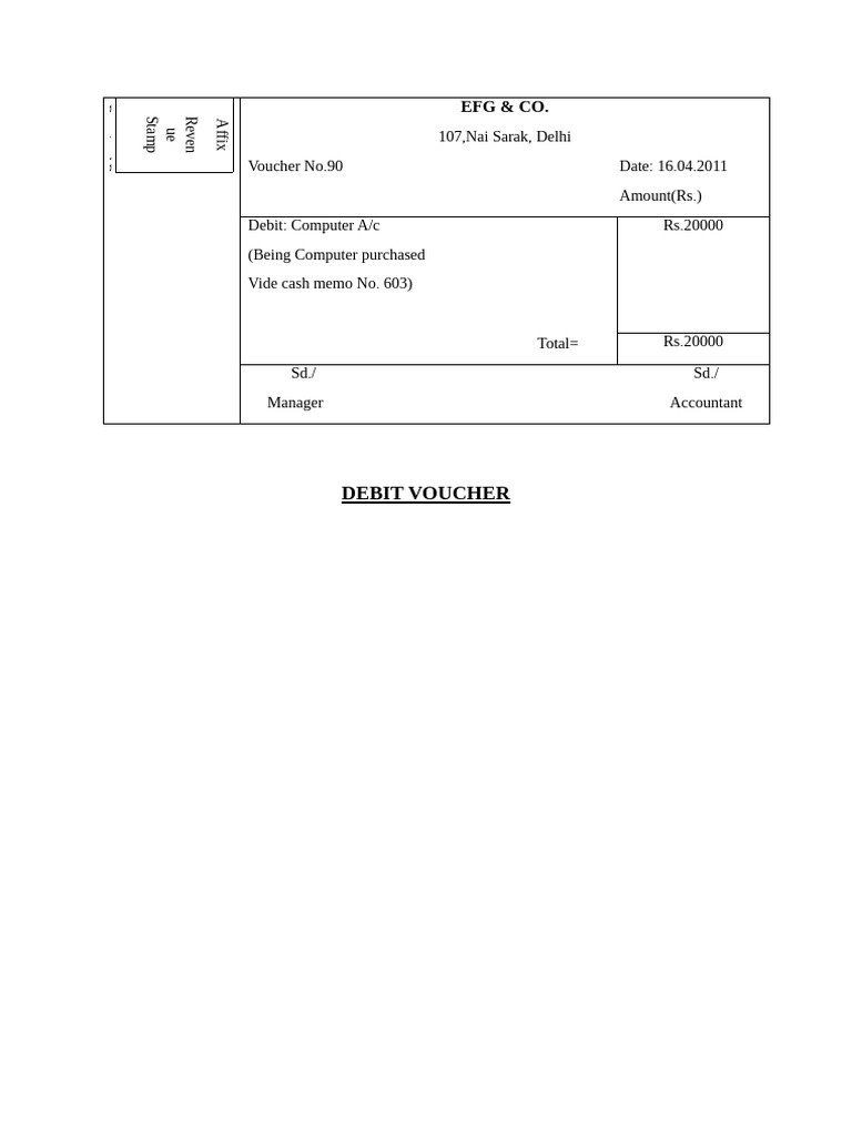 Debit Voucher for Computer Purchase | PDF