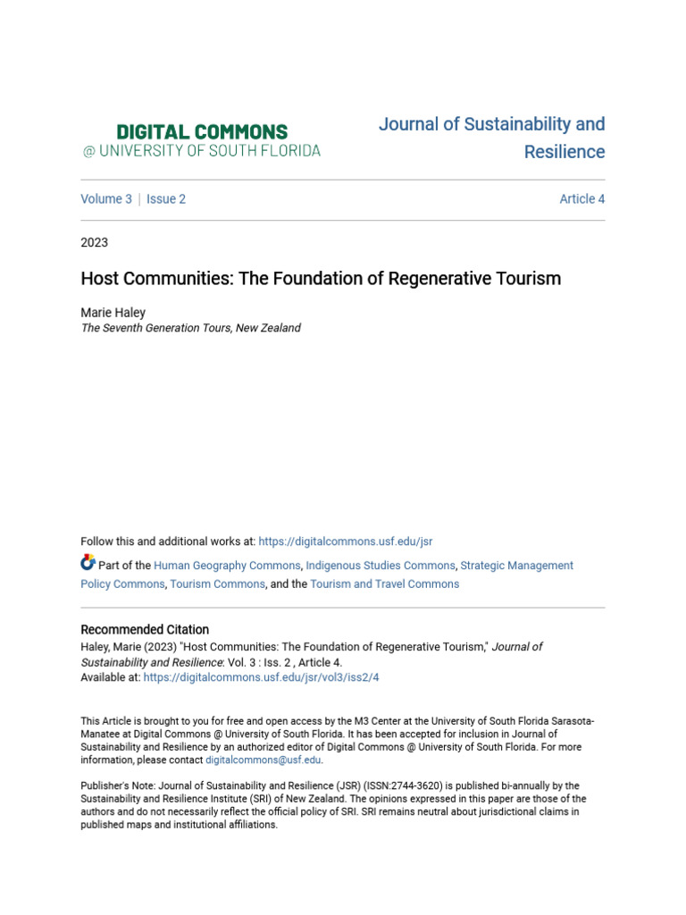 Regenerative Tourism and Host Communities | PDF | Tourism | Ecological ...