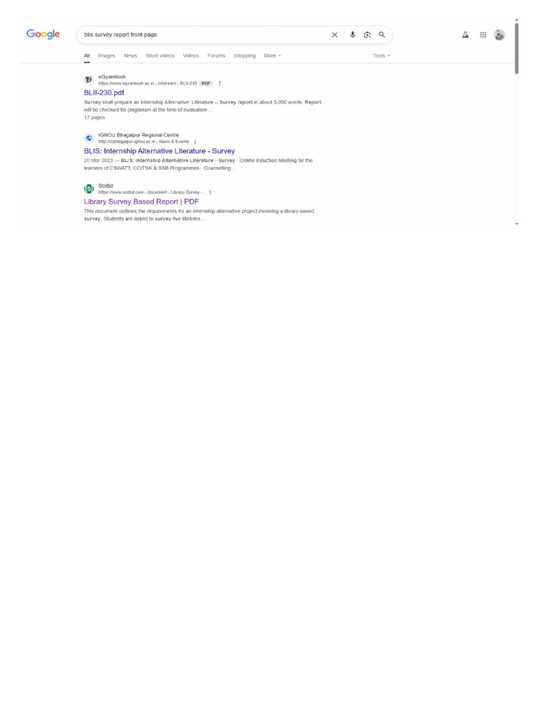 Blis Survey Report Front Page - Google Search-Cvscreenshot | PDF
