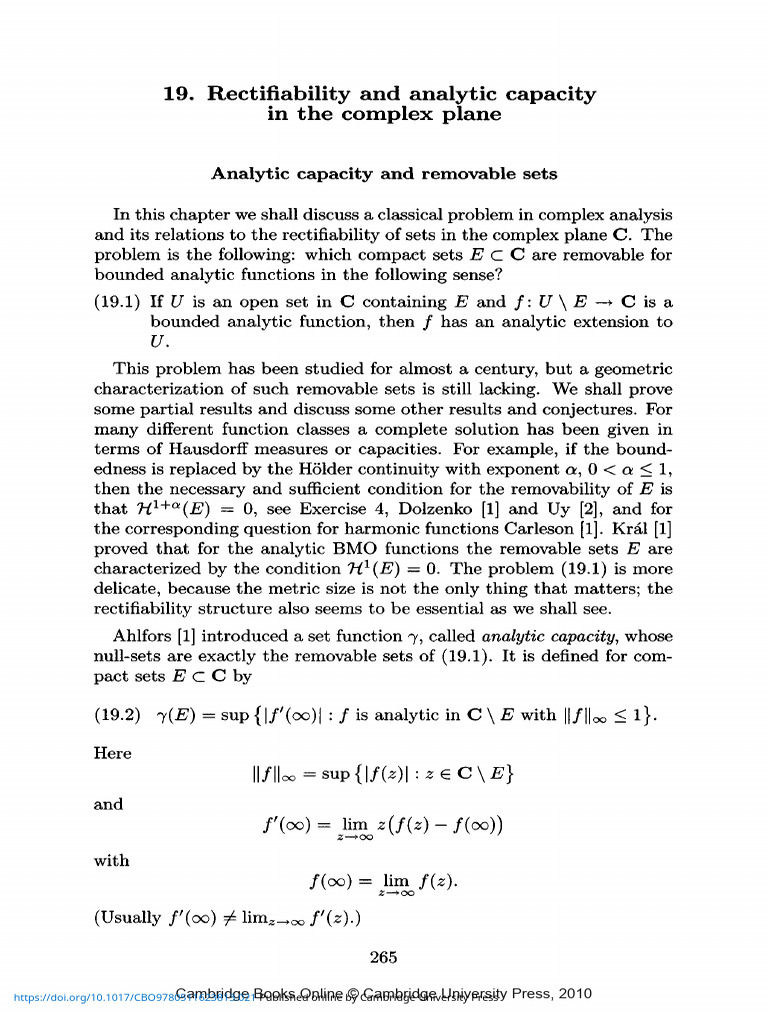 GEOMETRY OF SETS AND MEASURES IN EUCLIDEAN SPACES - Rectifiability - and - Analytic - Capacity ...