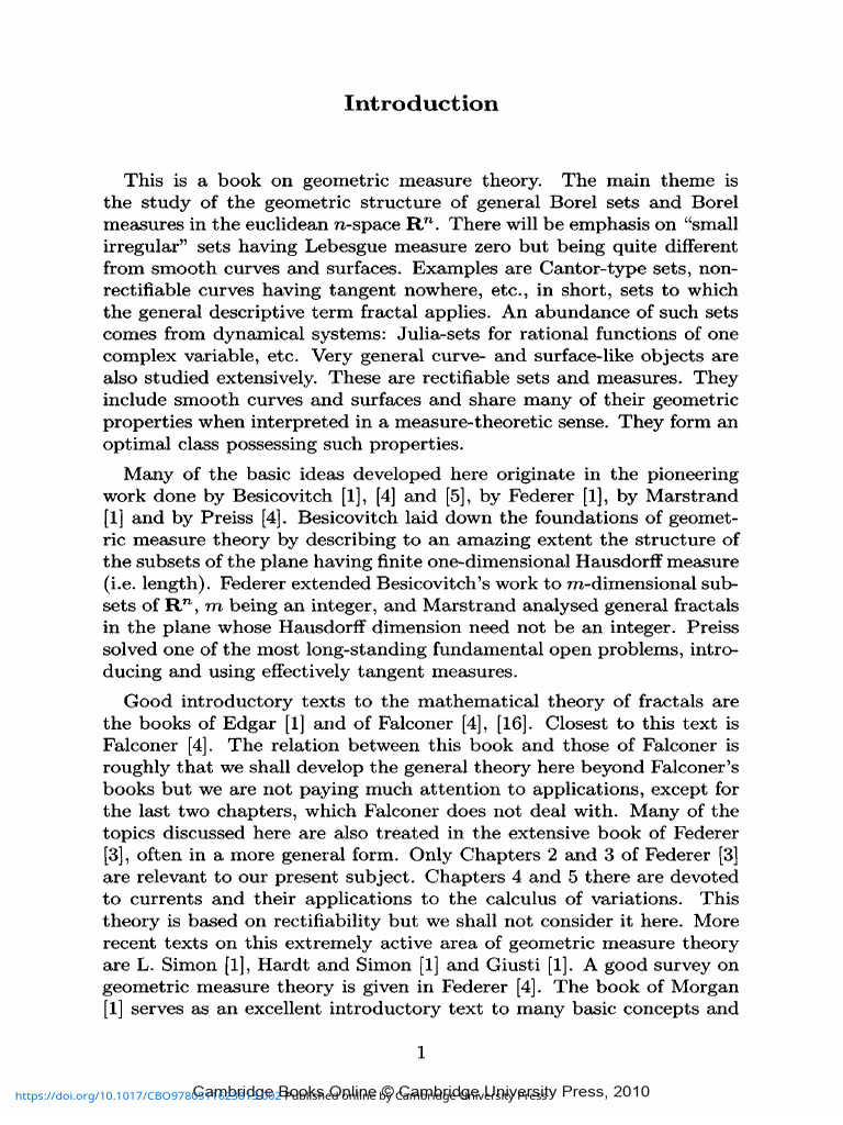 GEOMETRY OF SETS AND MEASURES IN EUCLIDEAN SPACES - Introduction | PDF | Measure (Mathematics ...