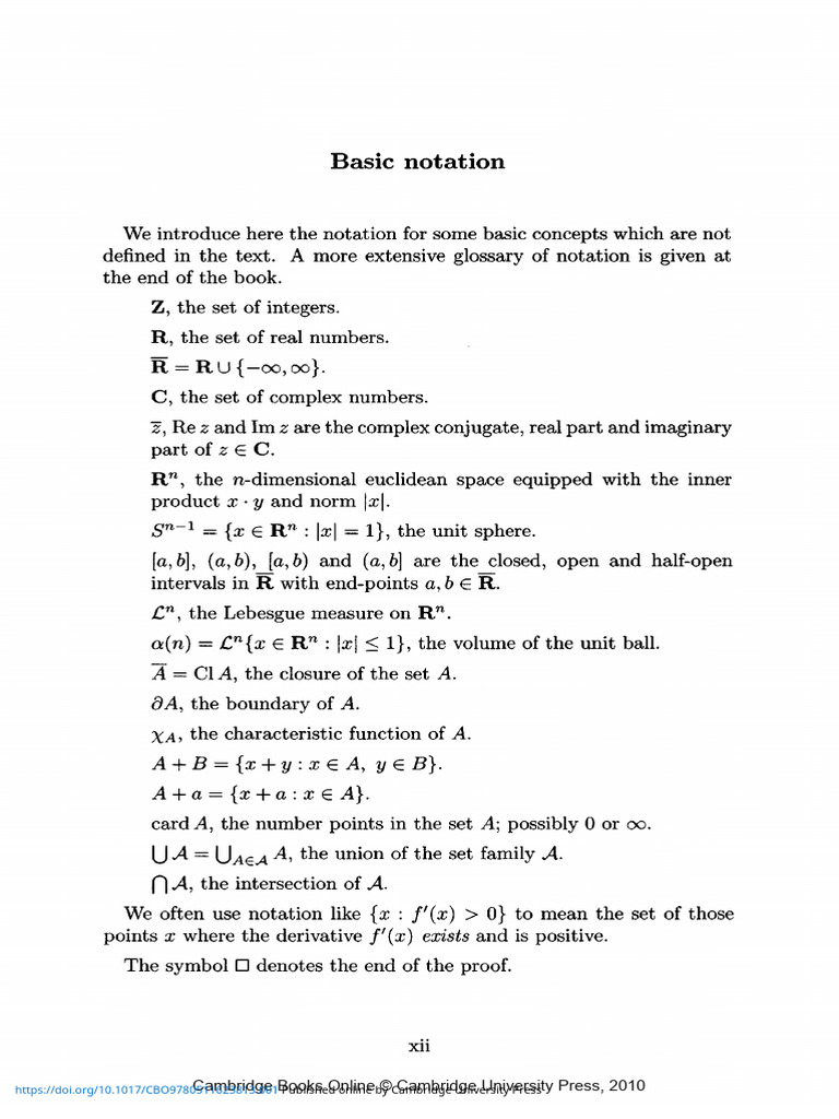 GEOMETRY OF SETS AND MEASURES IN EUCLIDEAN SPACES_Basic_notation | PDF