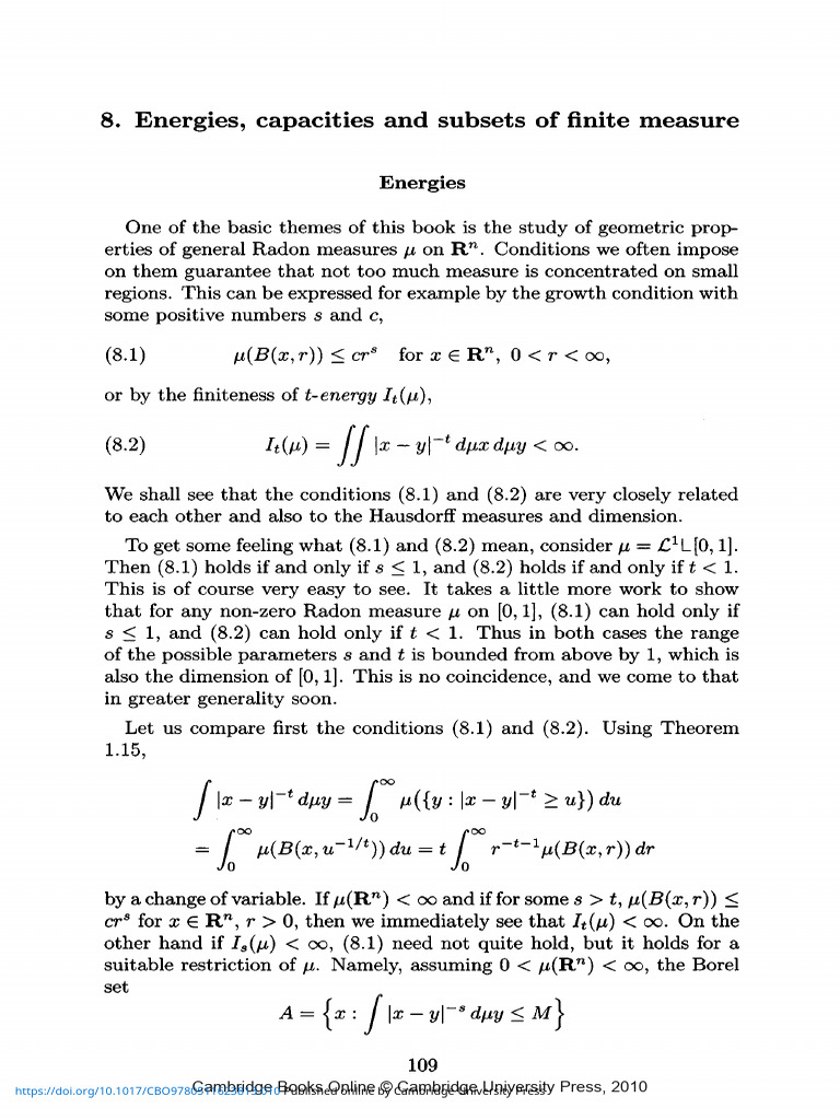GEOMETRY OF SETS AND MEASURES IN EUCLIDEAN SPACES - Energies - Capacities - and - Subsets - of ...