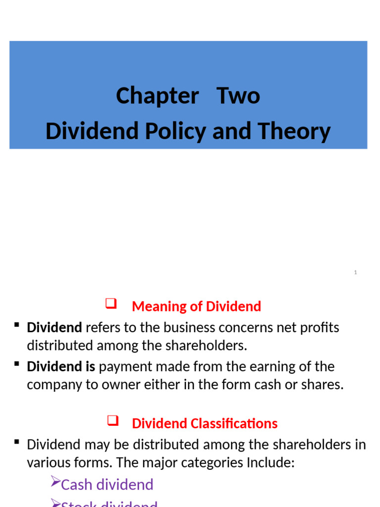 OL - 2. FM II CH 2-Divedend Policy and Theory | PDF | Dividend | Stocks