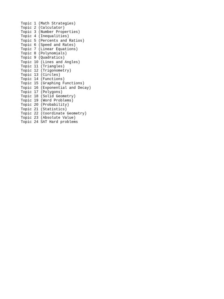 Sat Topics List | PDF