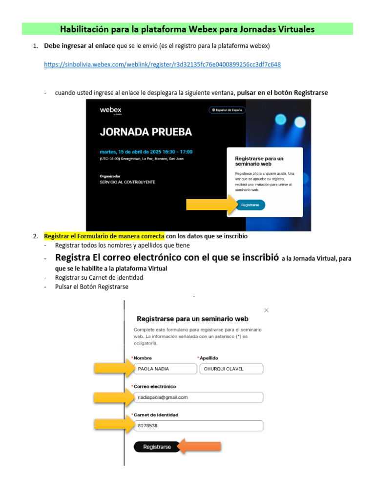 Instrucciones para Iniciar Sesión en Webex | PDF