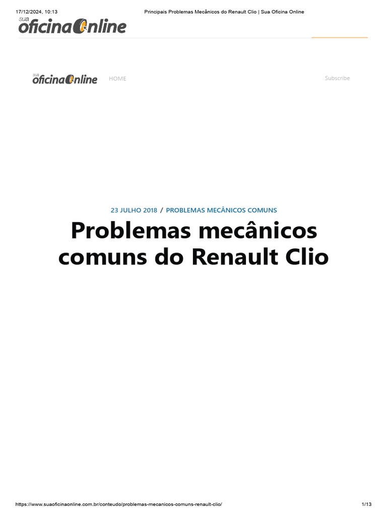 Problemas Mecânicos Renault Clio | PDF | Renault | Carro