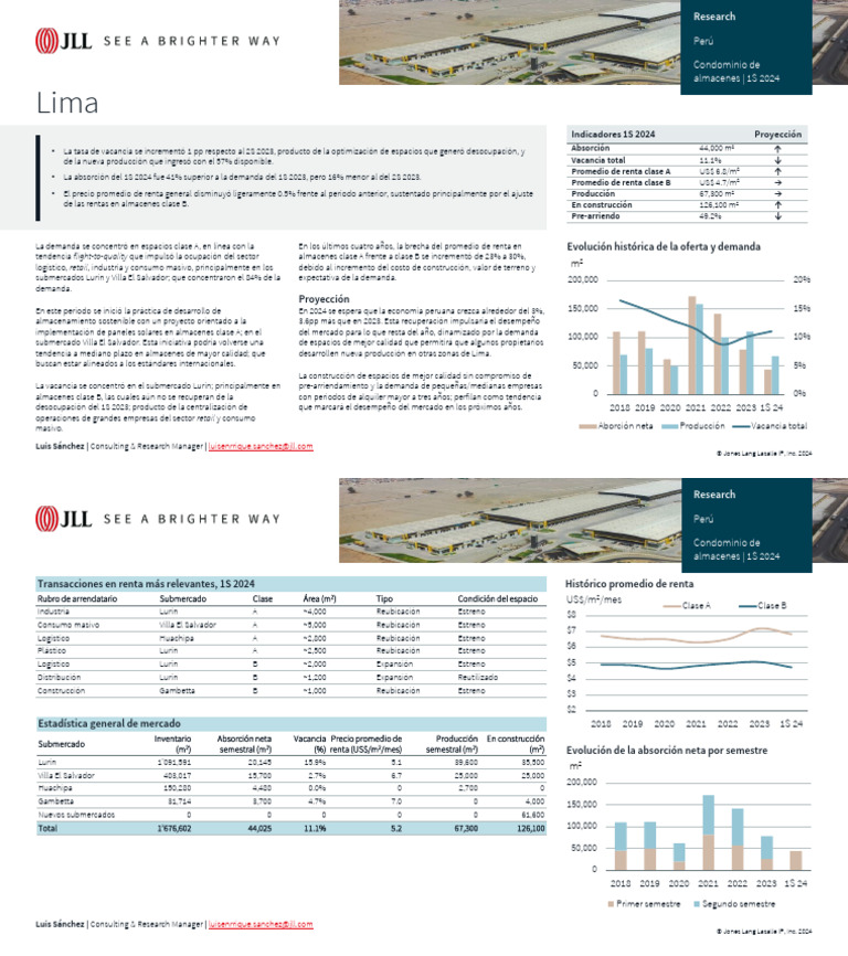 jll-lima-condominios-de-almacenes-1s-2024 | PDF | Economias | Ciencias económicas