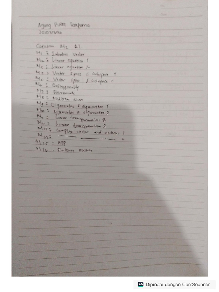 Agung Putra Sempurna - M2 - Catatan Kuliah - AL | PDF