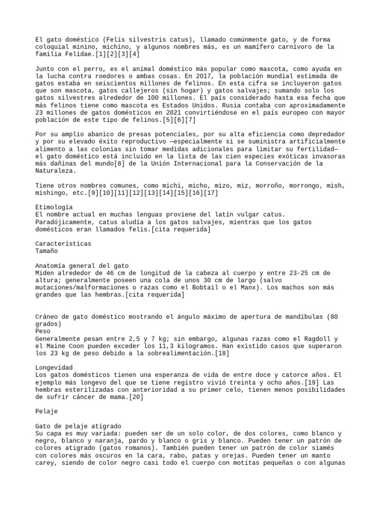 Características Del Gato Doméstico Pdf Gatos Percepción Visual